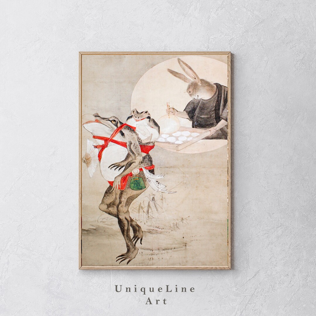 Japanese Frog and Rabbit Japanese Wall Art Vintage Wall Art - Etsy
