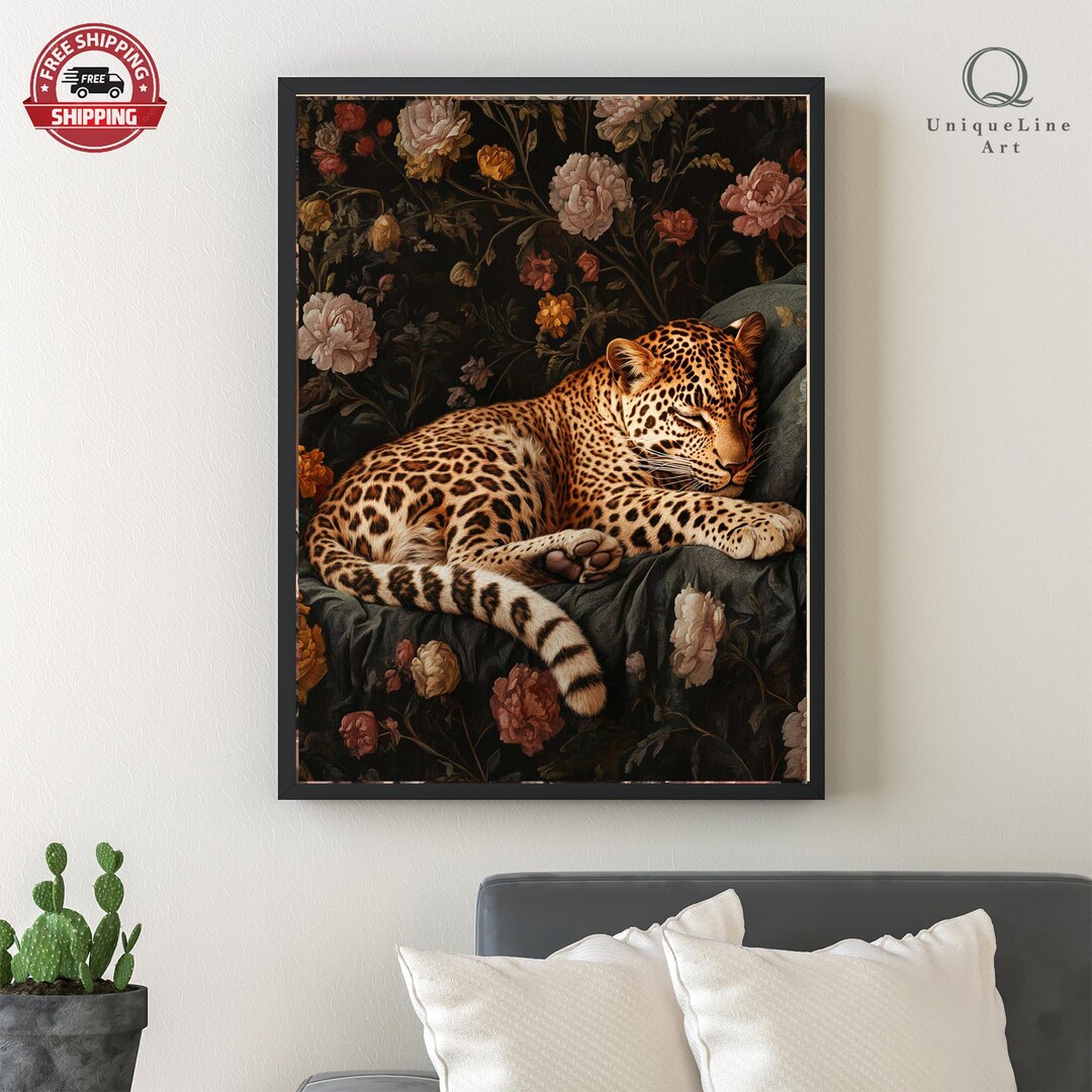 Leopard Art Poster: Mid-century Modern Botanical Print - Etsy