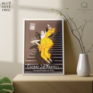 Cognac J&F Martell Poster Fine Art Print / Vintage Poster, Art Nouveau ...