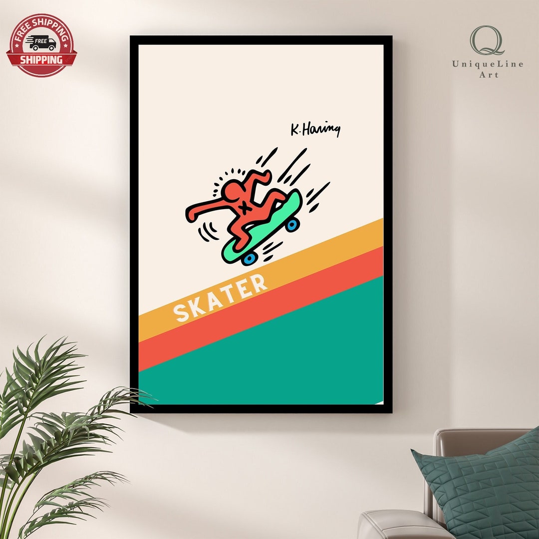 Keith Haring Skate Board Poster Print, Haring Exhibition Poster, Pop ...