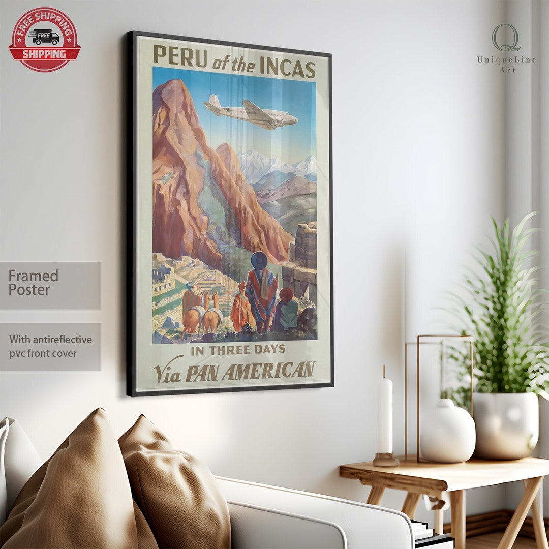 Retro Vintage Travel Poster for Peru of the Incas via Pan Am Pan ...