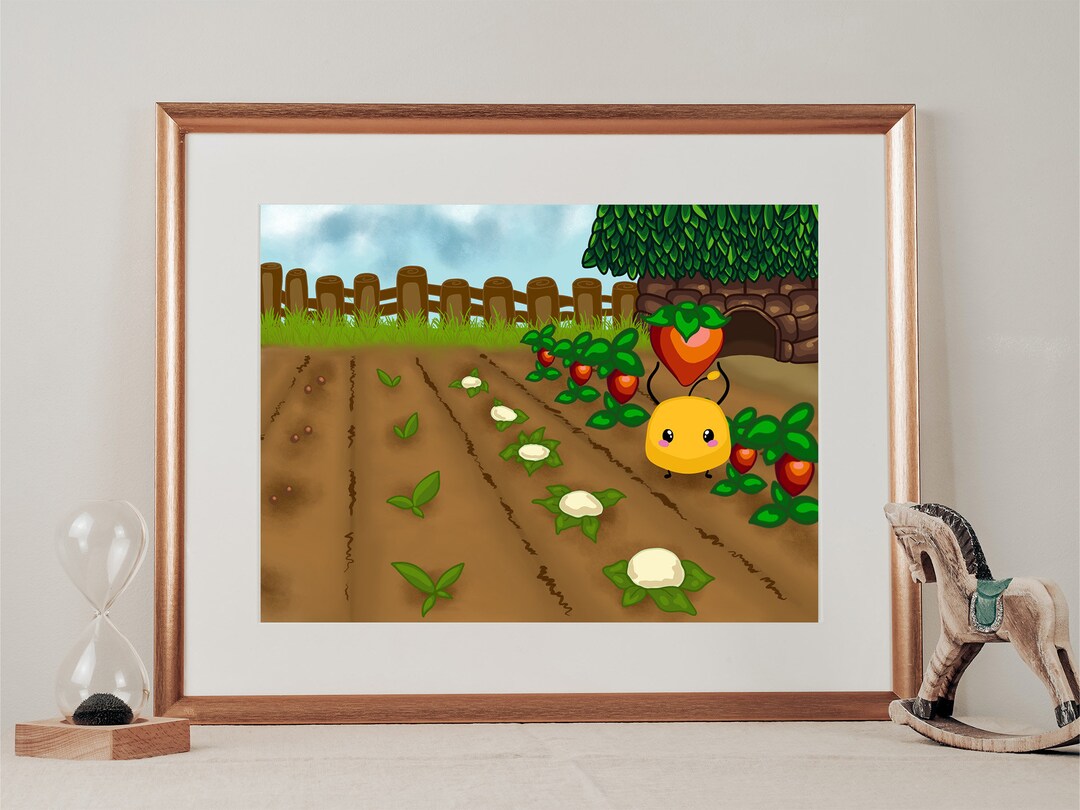 Stardew Valley Junimo Picking Crops, Digital Art, Cute Wall Art, Sand ...