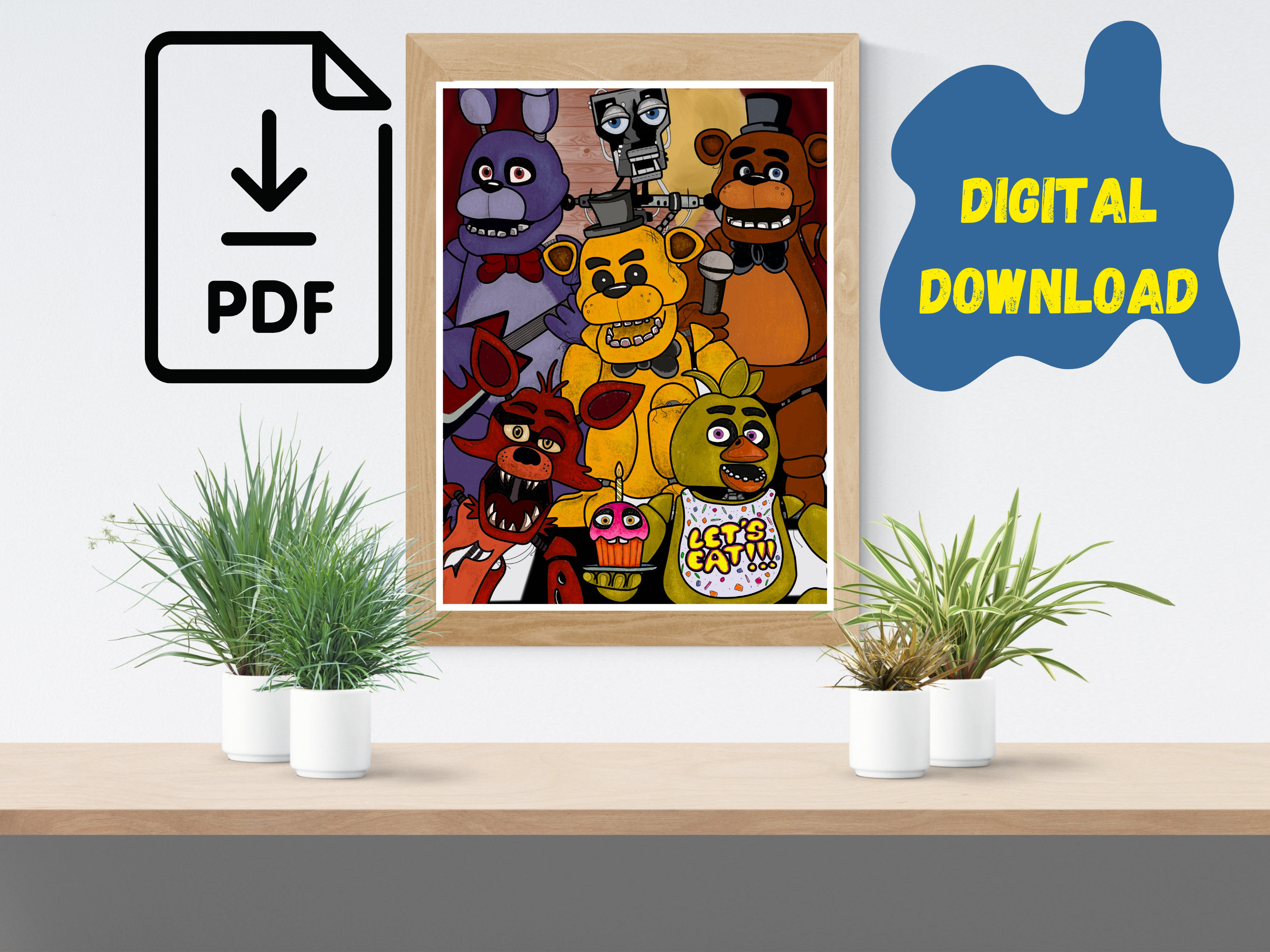 Fnaf Five Nights at Freddys 1 Colouring Page Fun Color Poster Freddy ...