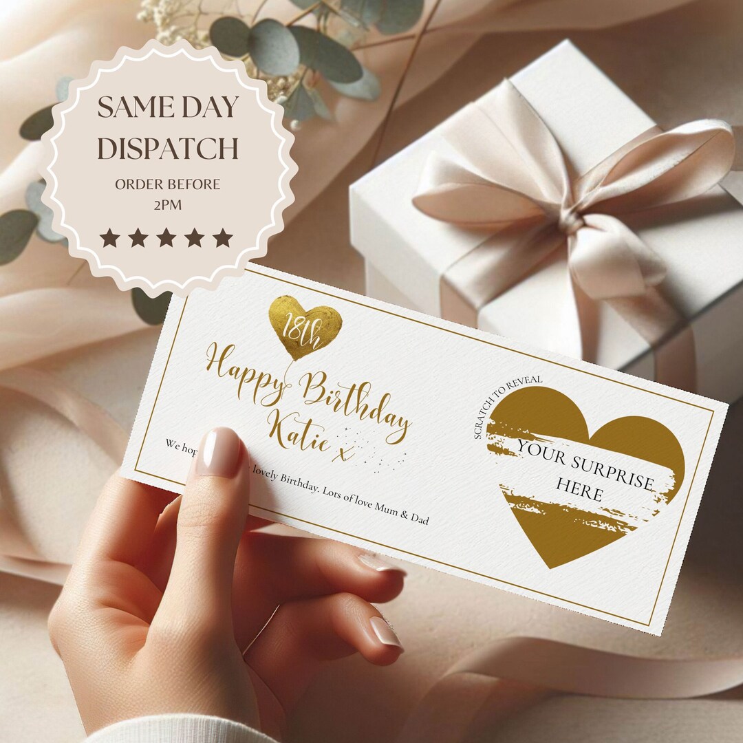 Personalised Birthday Scratch Card, Surprise Reveal Birthday Gift, 16th ...