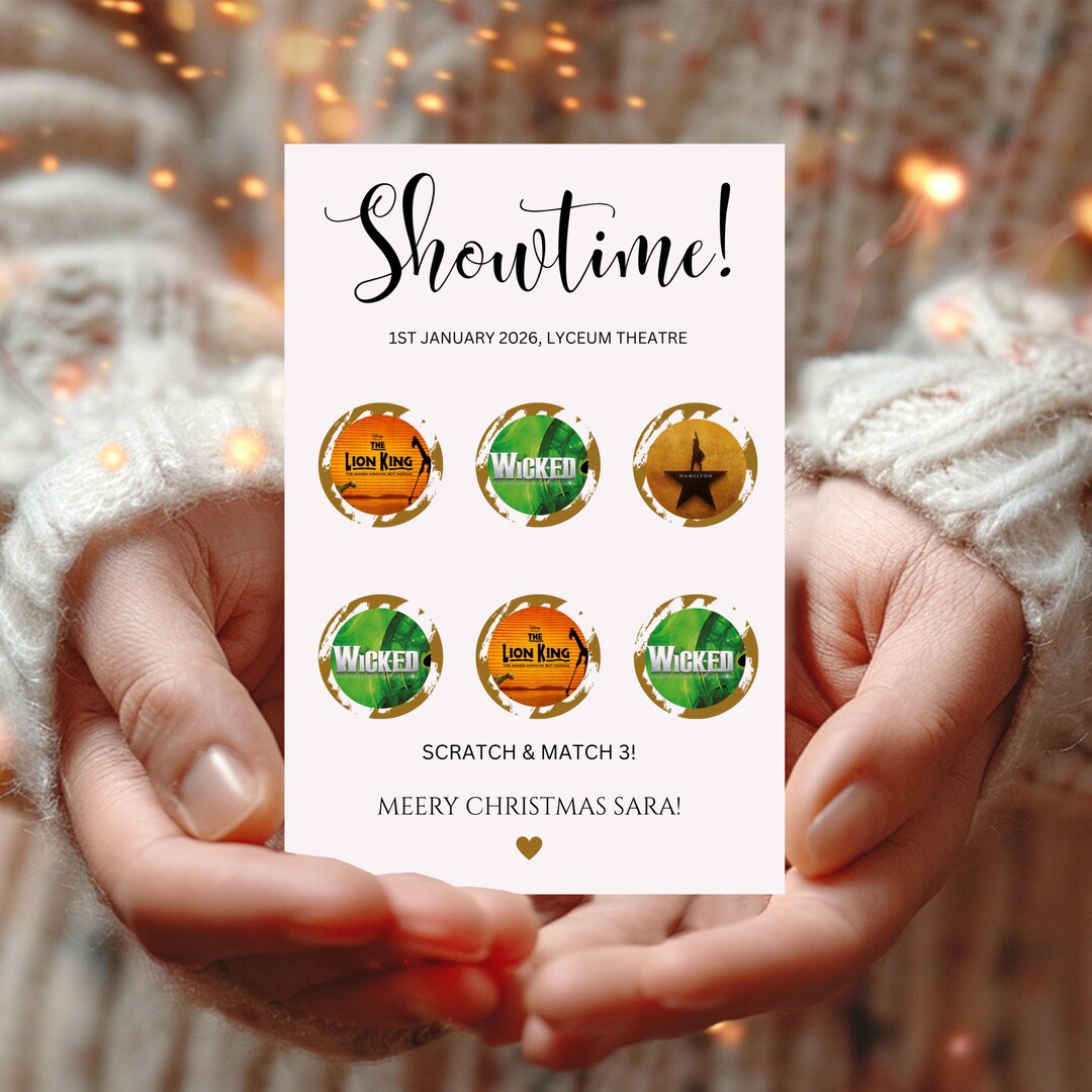 Scratch and Match Theatre Event Show Card, Personalised Scratch Card ...