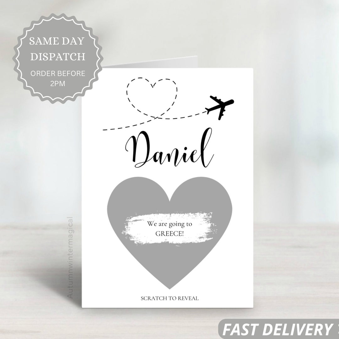 Surprise Holiday Reveal Scratch Card, Personalised Birthday Surprise ...