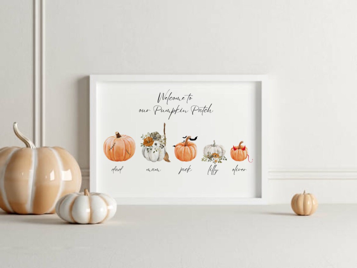 Personalised Pumpkin Family Print Welcome to Our Pumpkin - Etsy UK