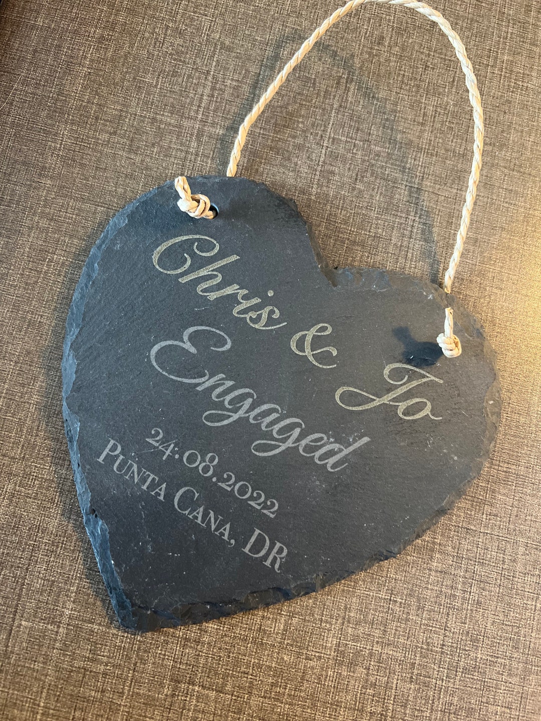 Laser Engraved Slate Hanging Heart - Etsy