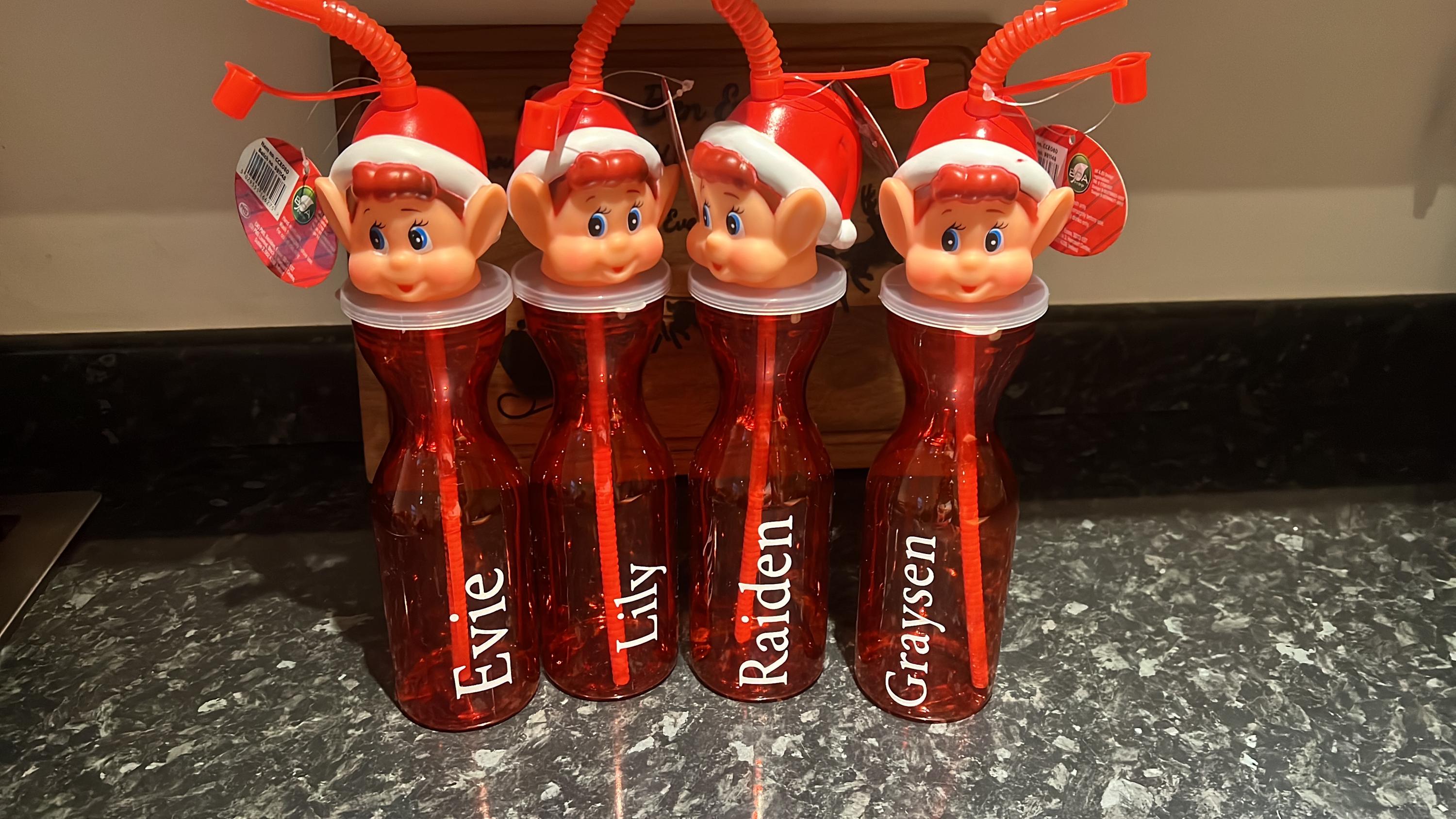 Elf on the Shelf Sipping Cups With Straw - Vinyl Name - Etsy UK