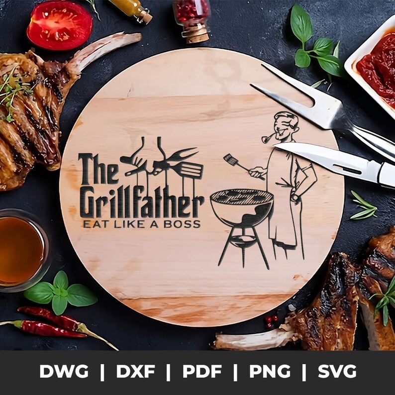Grill Sign Design for Laser - Grillfather Chef Cutting Perfect for Home ...