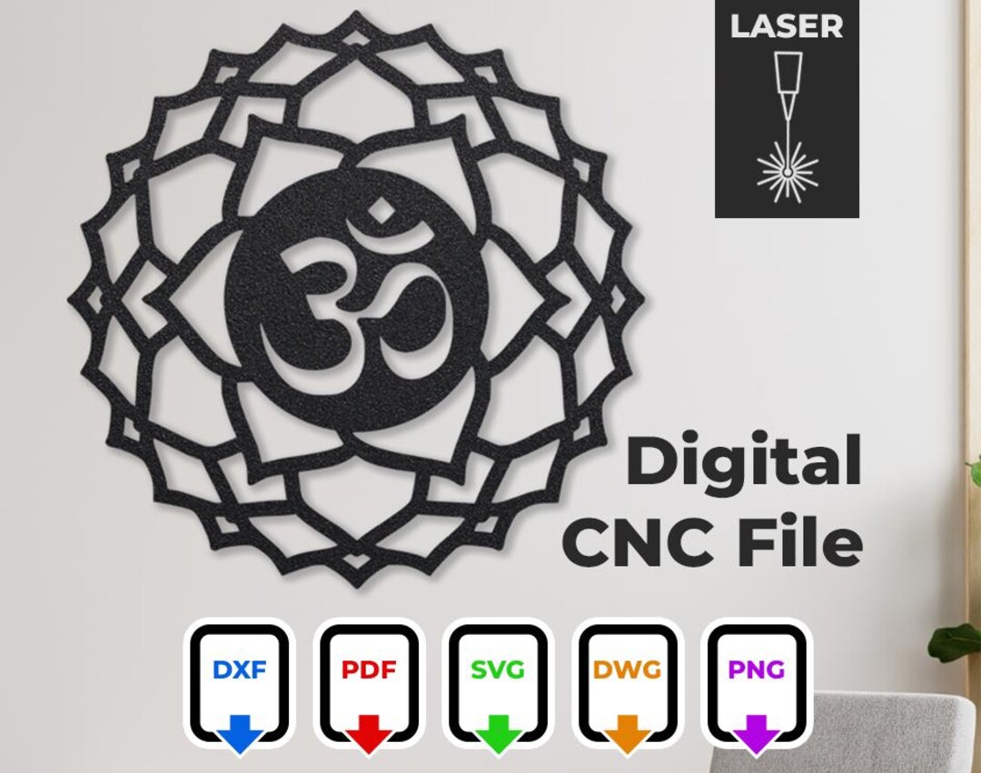 Om Aum Mandala CNC Laser Cut File: Hinduism Wall Decor (digital ...