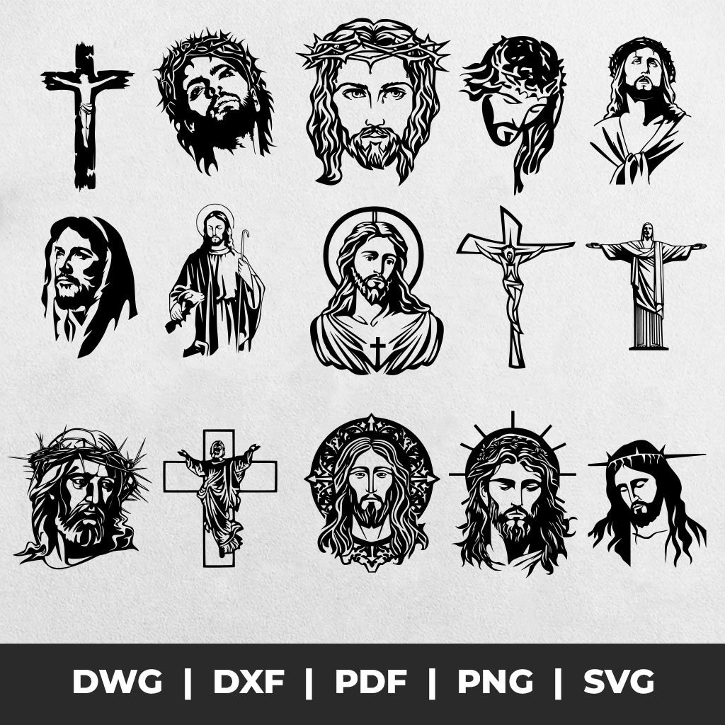 50 Jesus Face Bundle Design for Cnc Laser Christian Religion - Etsy
