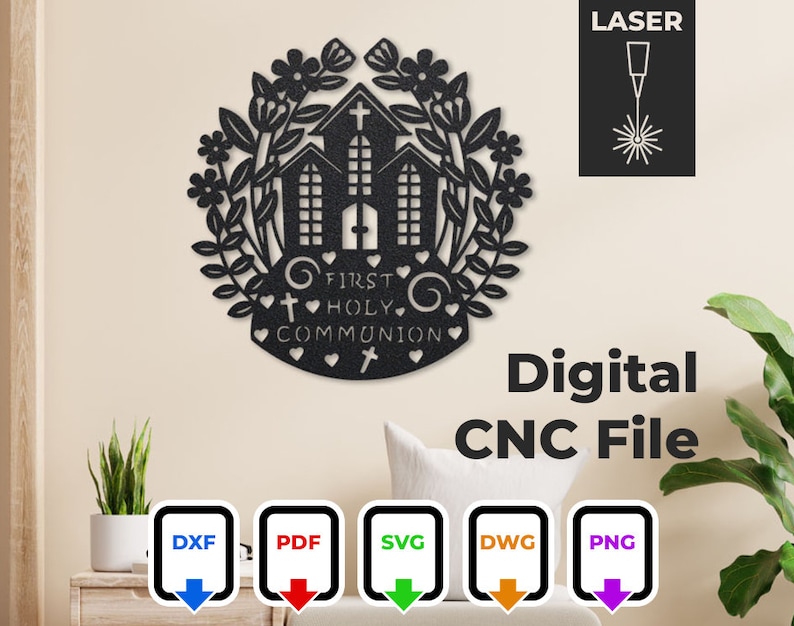 First Communion CNC Laser Cut Design: Christian Home Decor (digital ...