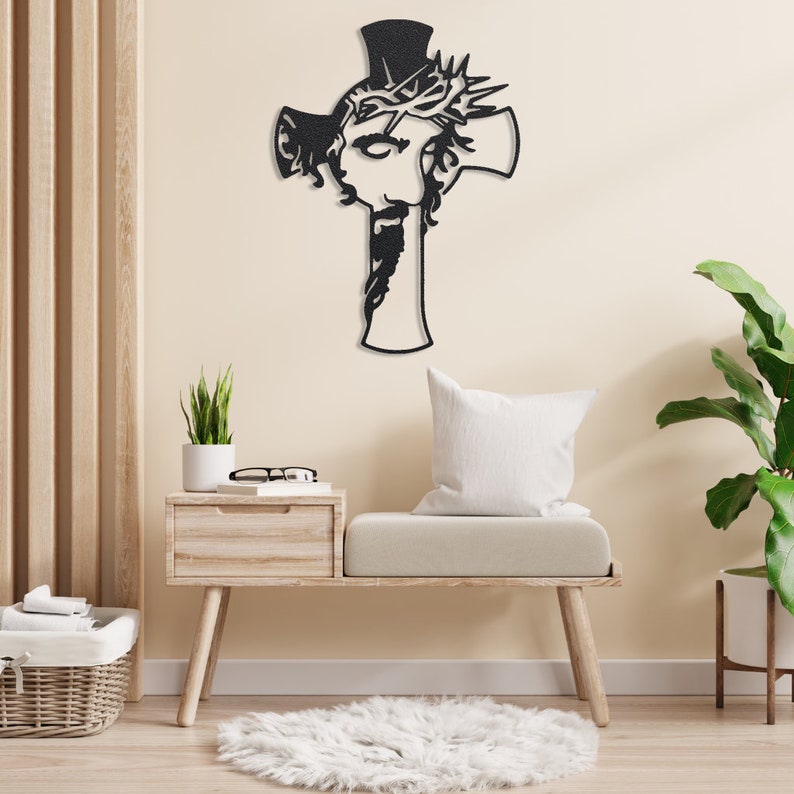 Cross With Jesus Face Design for Cnc Laser Christian - Etsy