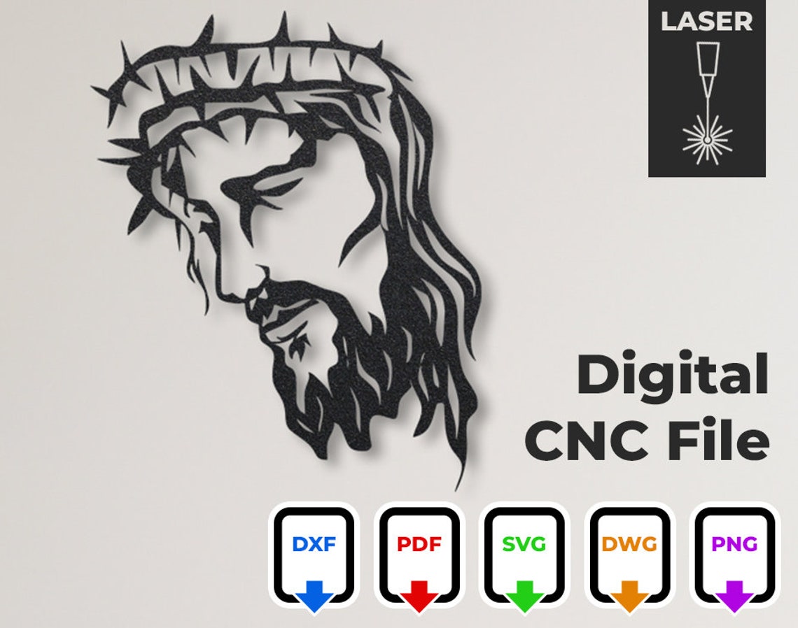 Jesus Face Design for Cnc Laser Christian Religion Perfect for Home ...