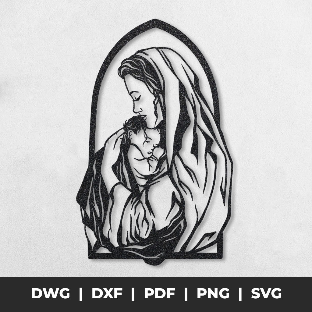 Virgin Mary and Jesus CNC Laser Cut File: Christian Home Decor (digital ...
