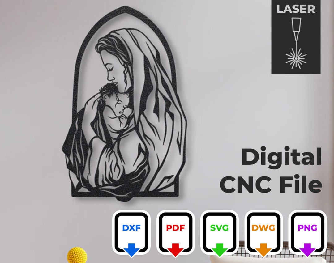 Virgin Mary Jesus Mother for Cnc Laser - Christian Religion Perfect for ...