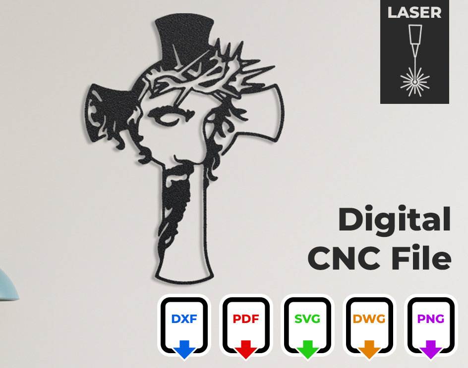 Diseño de Cruz con Cara de Jesús para láser cnc Religión cristiana ...