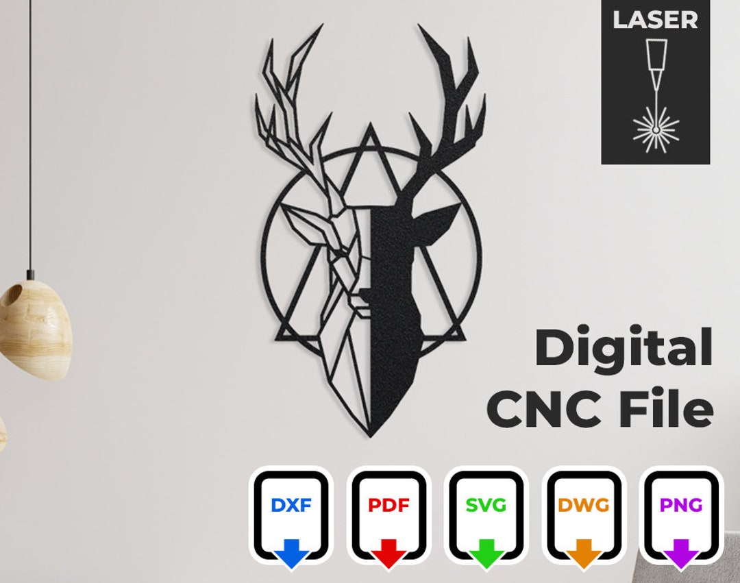 Geometric Deer Minimal Design for Cnc Laser - Wildlife Animal Perfect ...