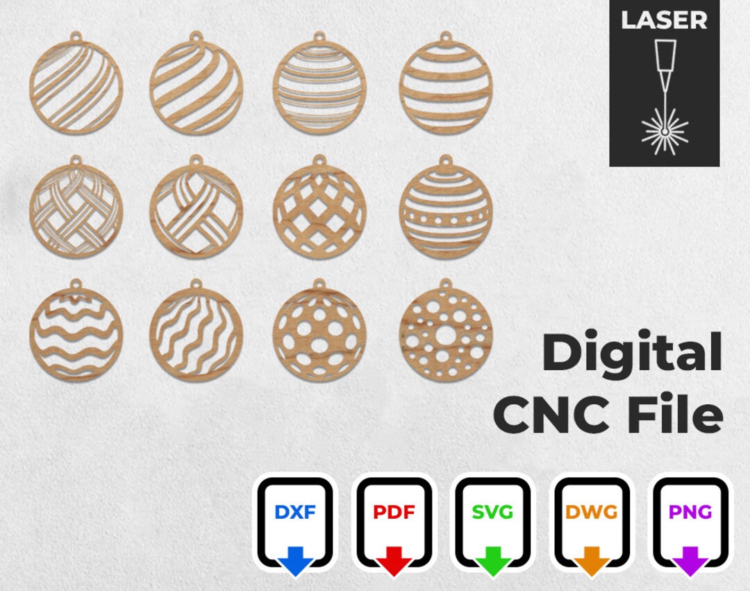 Christmas Balls Laser Cut Files: CNC Ornament Designs (digital Download ...