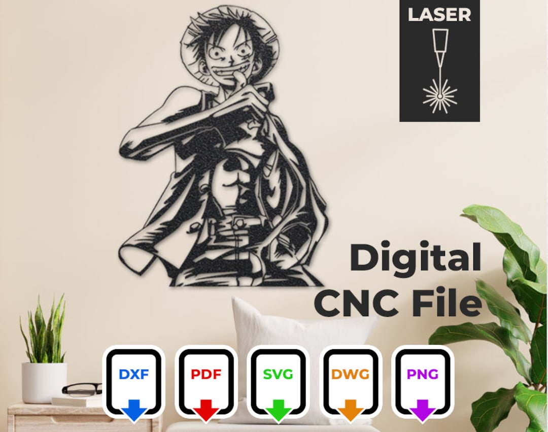 One Piece Luffy Design for Cnc Laser Anime Manga Art Perfect for Home ...