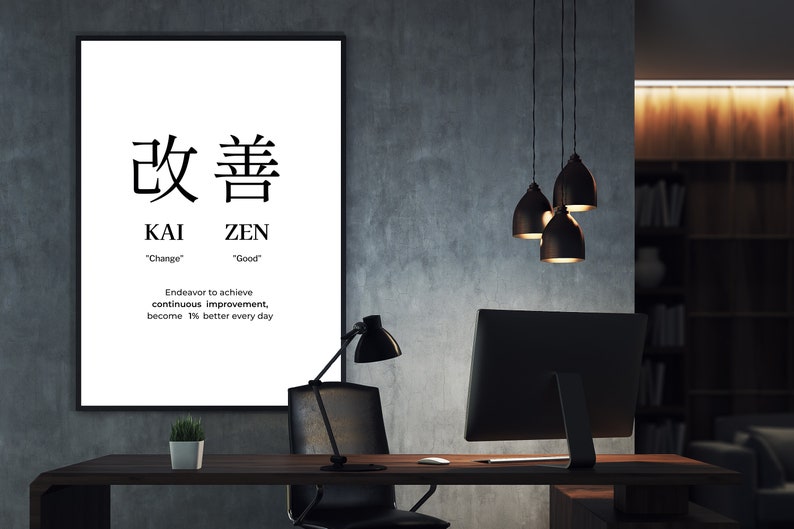 Kaizen Philosophy Definition Poster, Minimalist Printable Wall Art ...