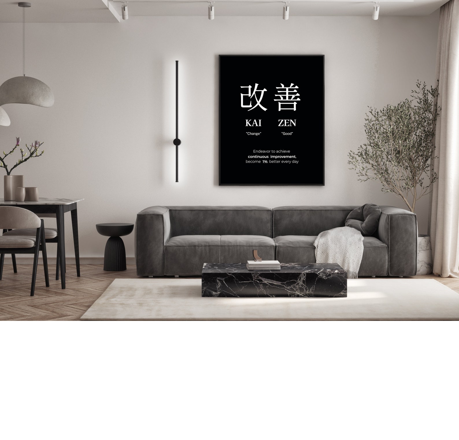 Kaizen Philosophy Definition Poster, Minimalist Printable Wall Art ...