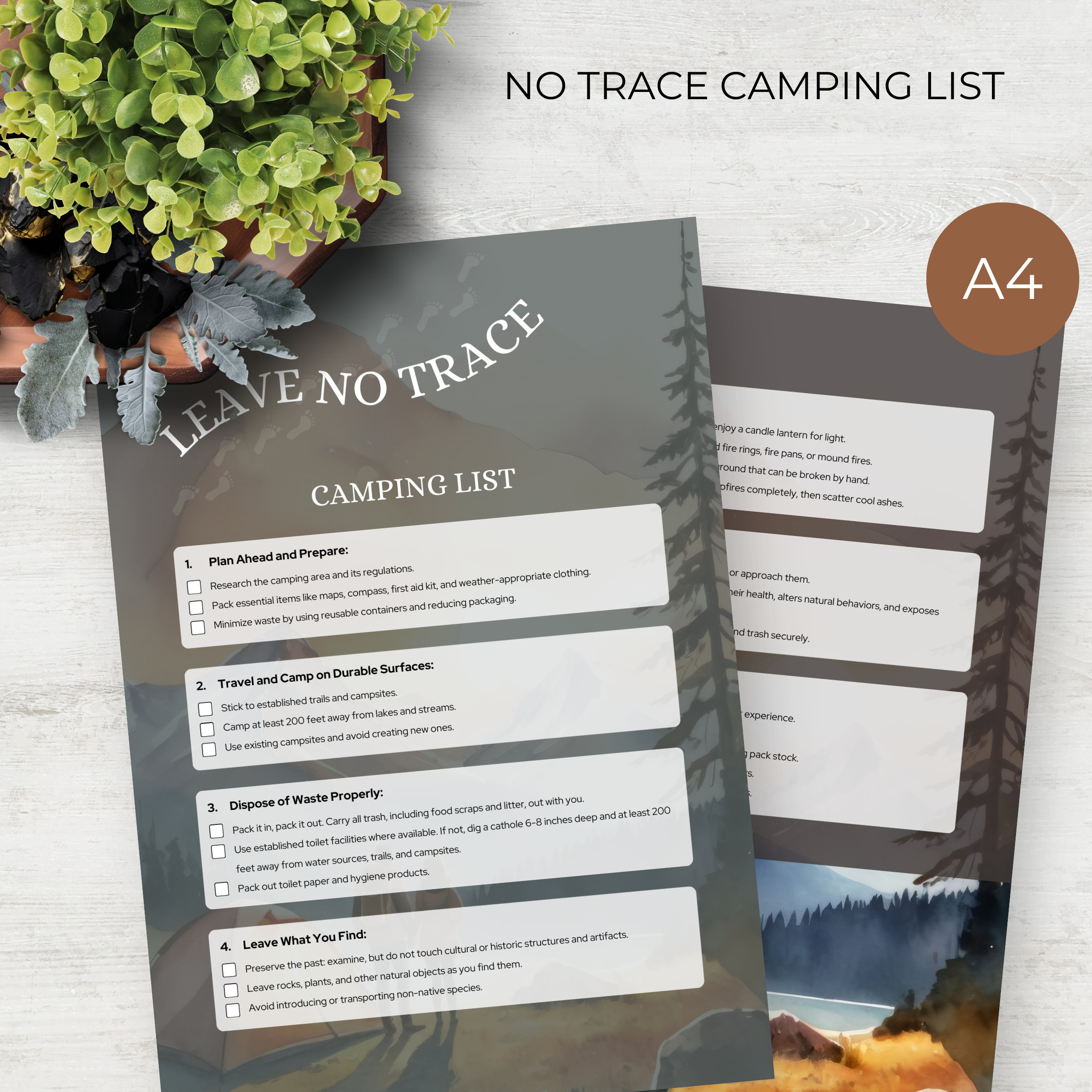 Leave No Trace Camping Checklist Printable, Instant Download, Nature ...
