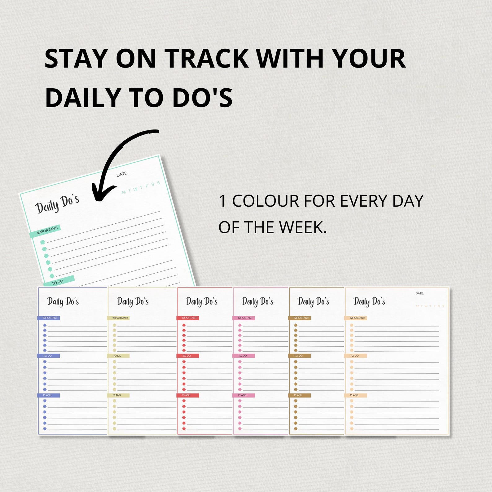 Printable Daily Planner: 7 Colors, Goal Setting (A4/US Letter PDF ...