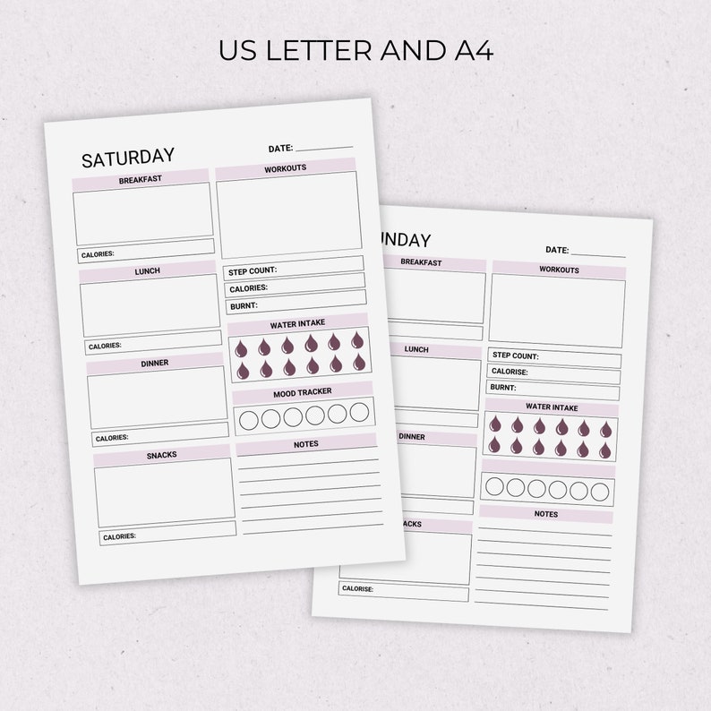 7 Day Food Diary Printable, Calorie Tracker, Instant Download, Daily ...