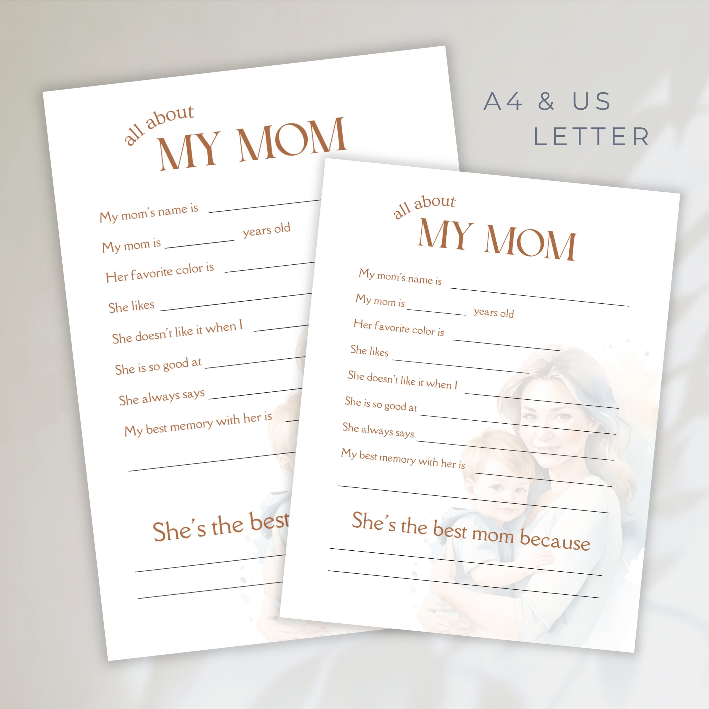 All About My Mom Printable, Instant Download PDF, Fill in the Blank ...