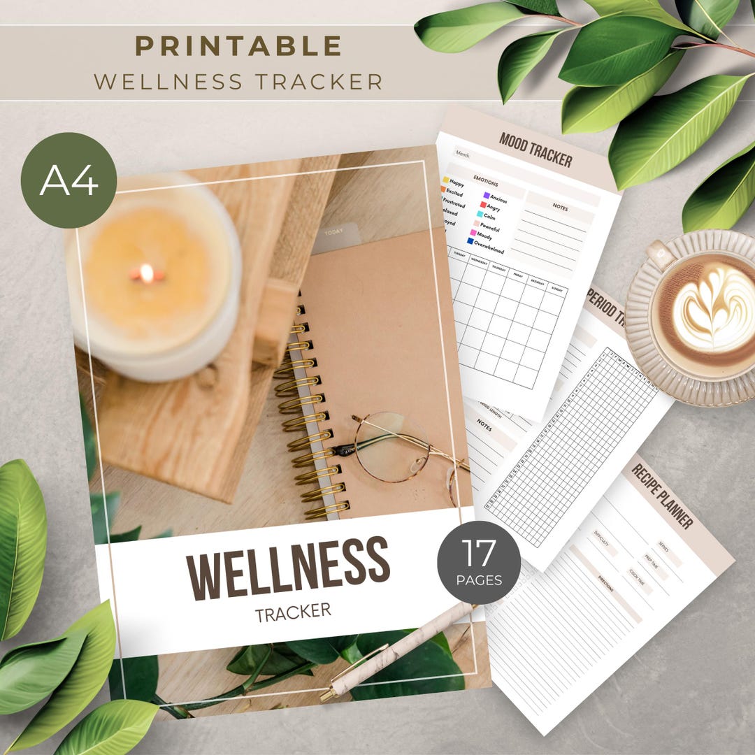 Printable Wellness Tracker, A4 Instant Download, Monthly Weekly Tracker ...