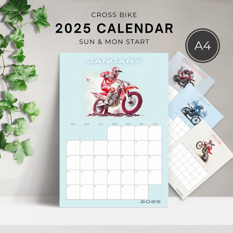 2025 Motorbike Calendar: Youth Wall Planner (A4 Digital Download PDF ...