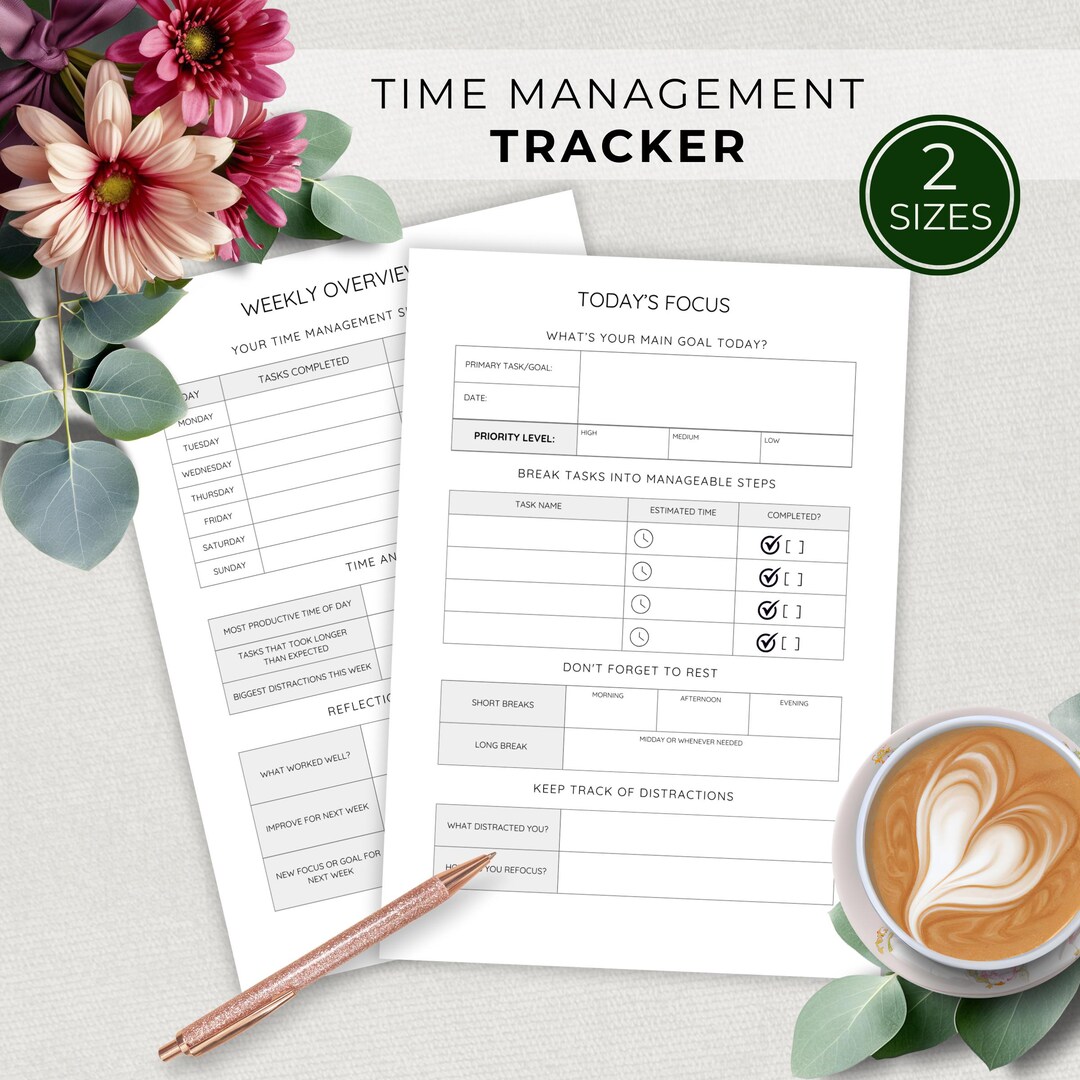 Printable Time Management Tracker, Weekly Daily Task Manager, Time ...