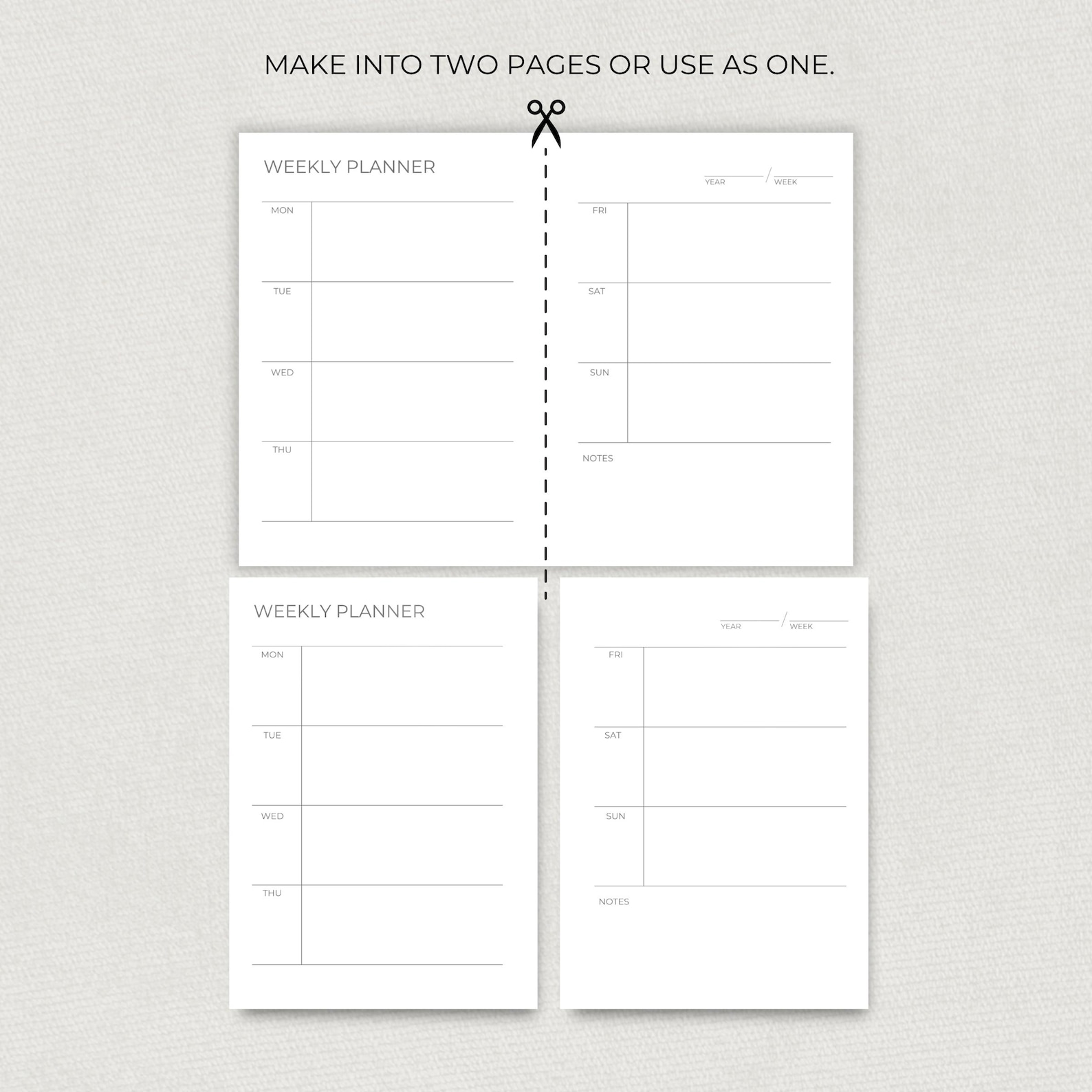 Undated Weekly Planner Printable: Minimalist PDF Agenda (A4 & US Letter ...