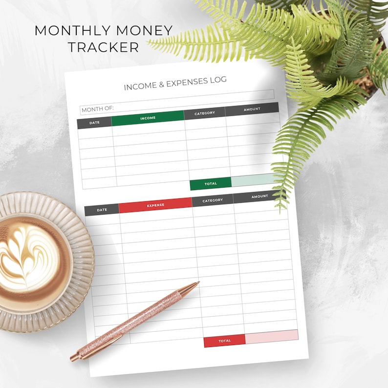 Income Expense Tracker Printable, Monthly Budget Spreadsheet, Profit ...