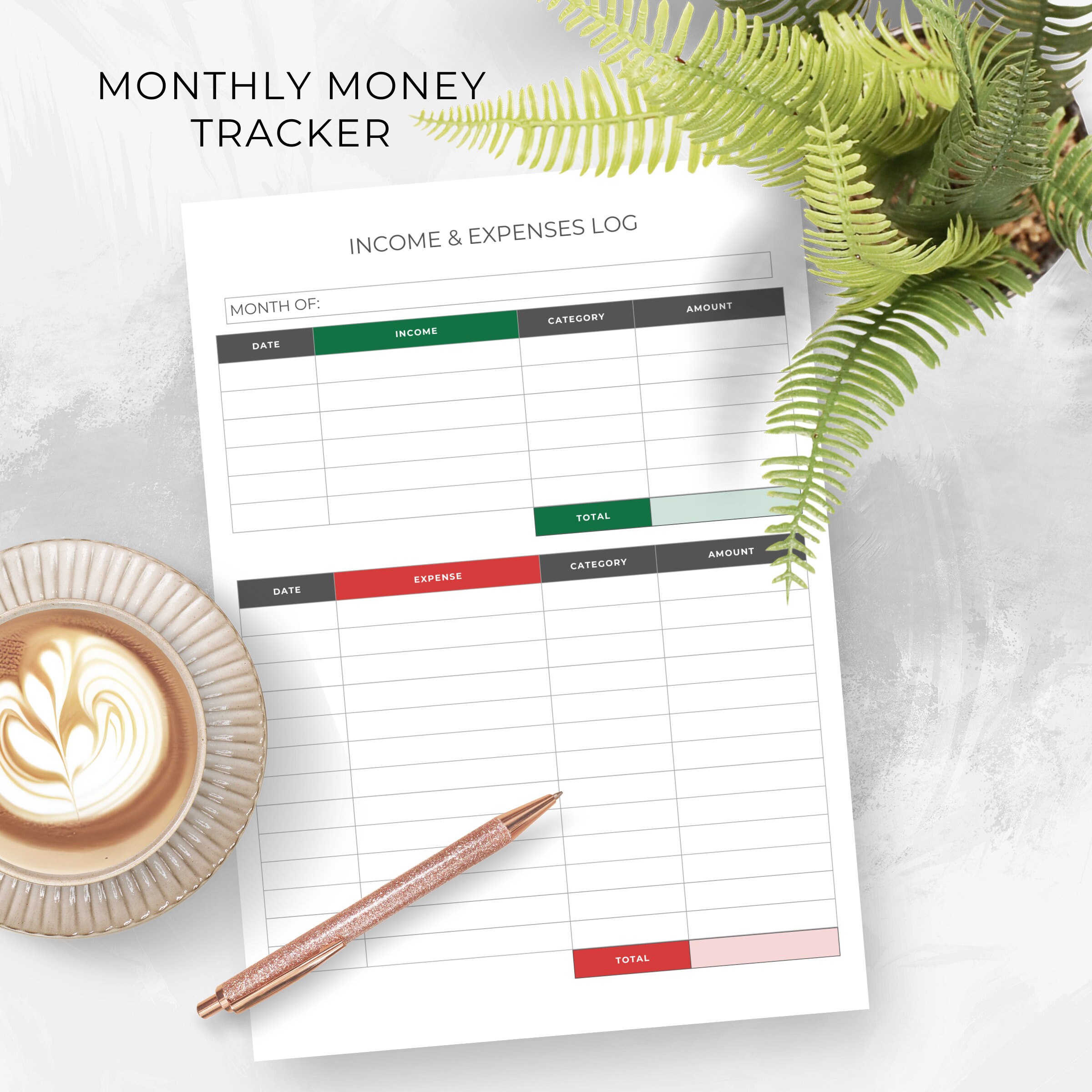 Income Expense Tracker Printable, Monthly Budget Spreadsheet, Profit ...