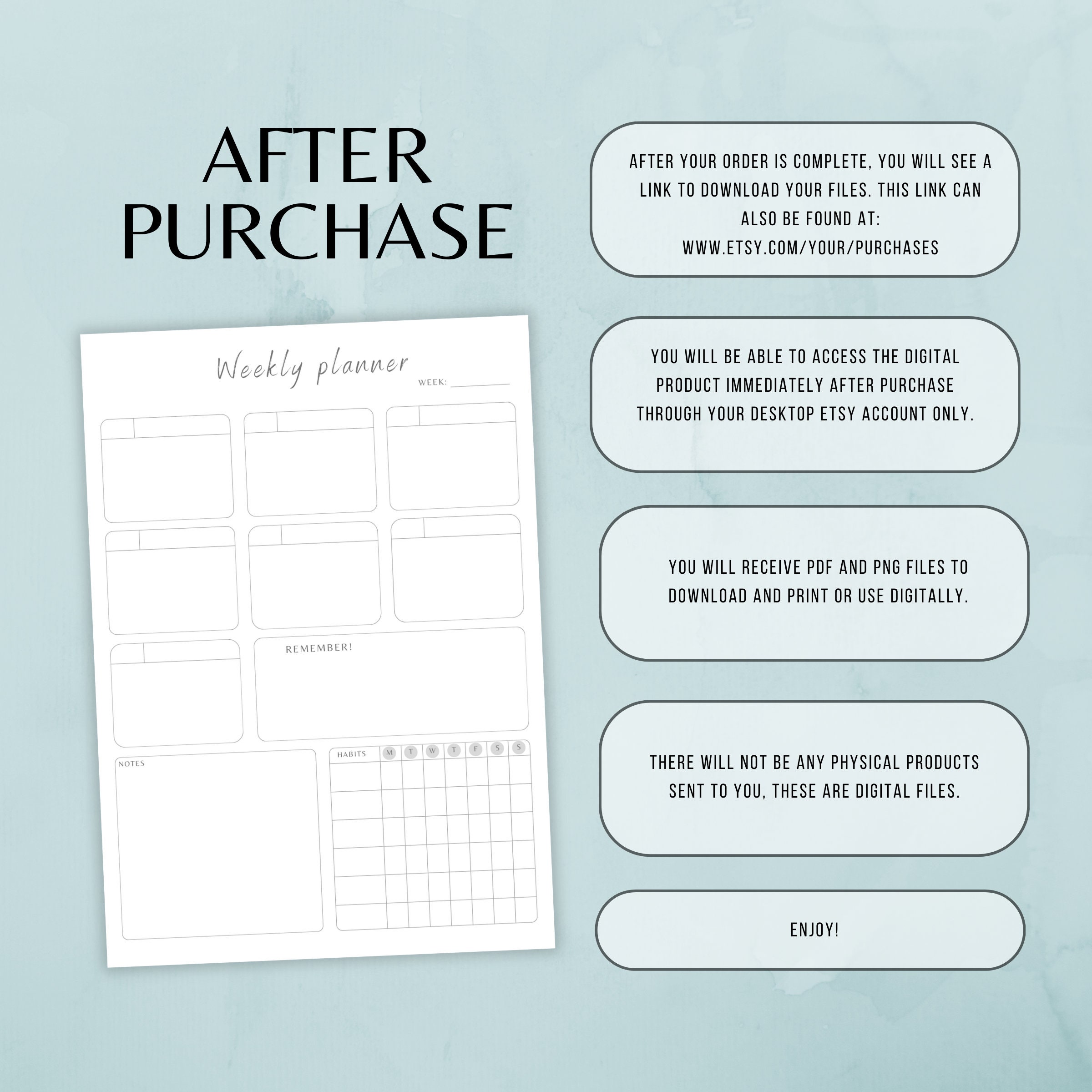 Weekly Planner Printable: Undated Organizer, A4 A5 US Letter (PDF & PNG ...