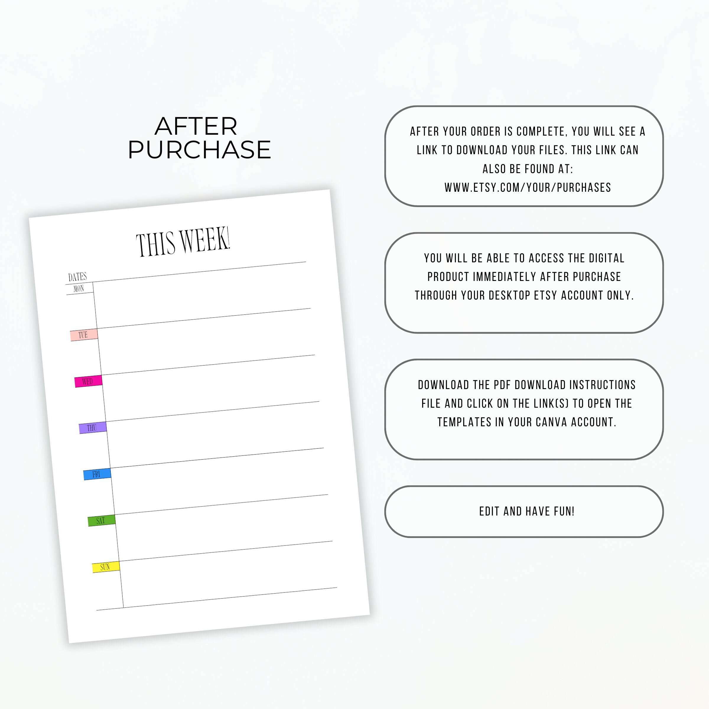 Neon Weekly Planner Printable: Minimalist Undated Agenda (PDF & PNG A3 ...