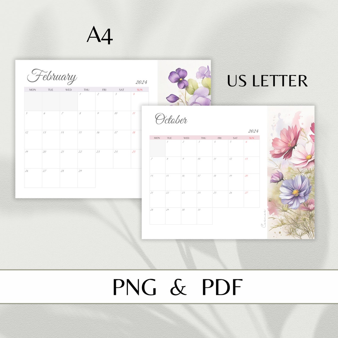 Birth Flower Calendar 2024 Printable Flower Calendar Yearly - Etsy