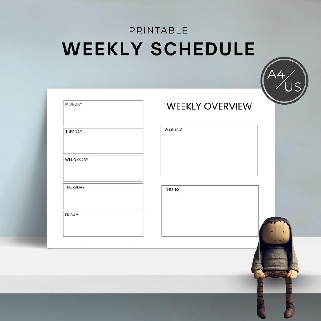 Simple Weekly Schedule Printable Planner: A4 & US Letter (digital ...