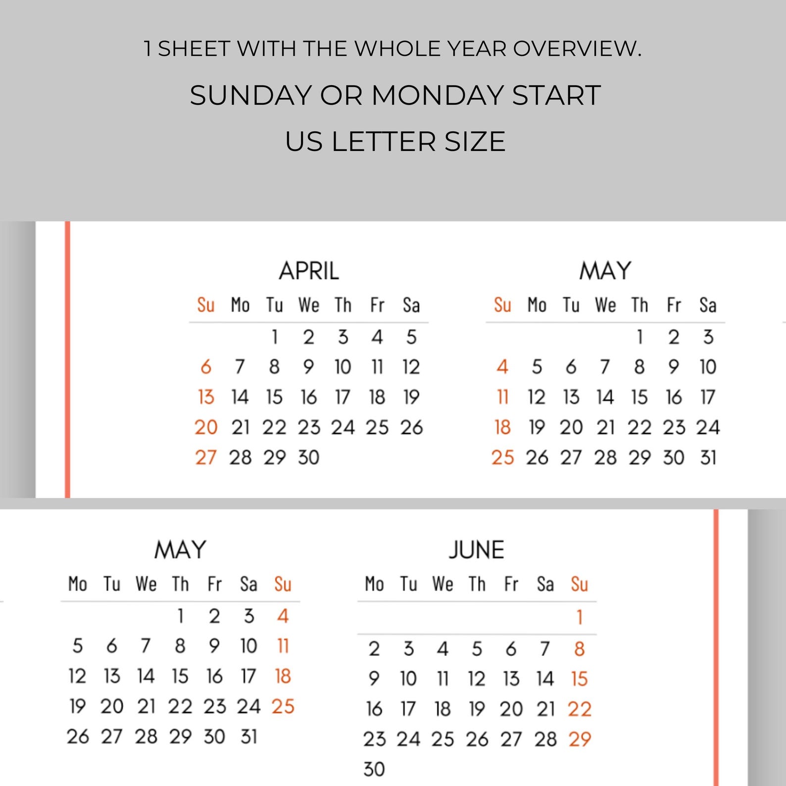 2025 Printable Poppy Flower Calendar, Yearly Overview, Office Must-have ...