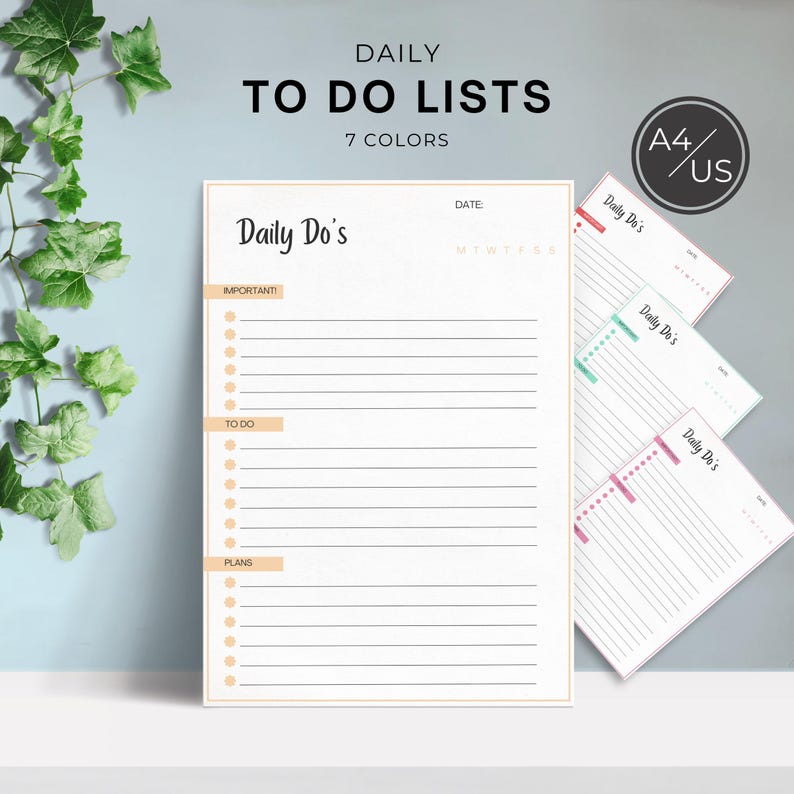 Printable Daily Planner: 7 Colors, Goal Setting (A4/US Letter PDF ...