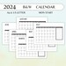 Simple Black and White 2024 Printable Calendar Instant - Etsy