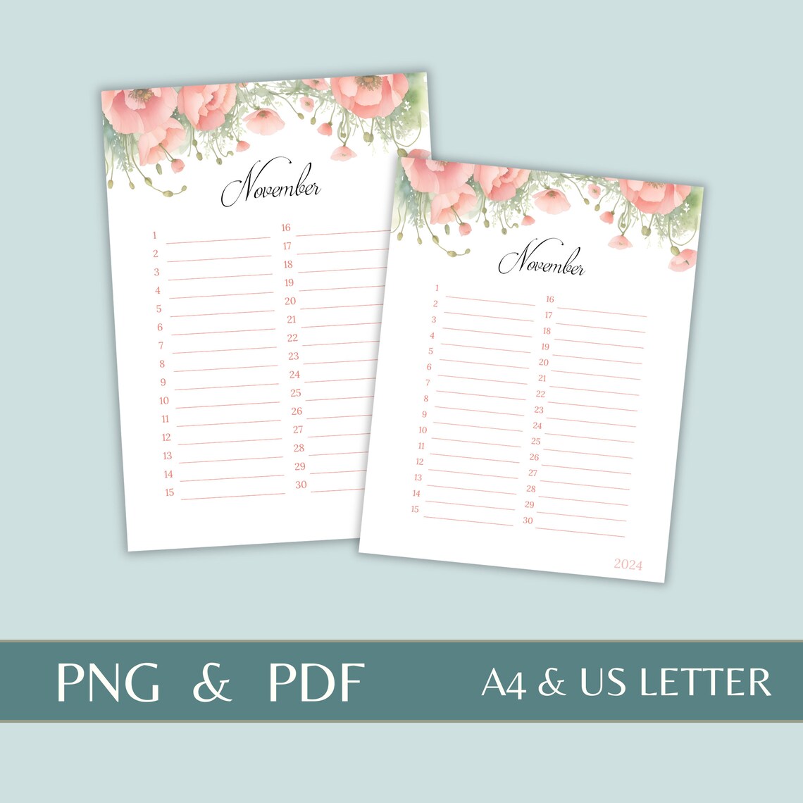 2024 Floral Calendar 2024 Printable Flower Calendar Stay Organized in ...