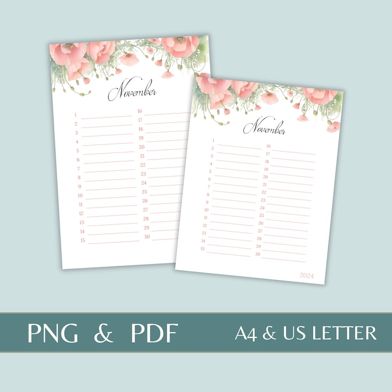 2024 Floral Calendar 2024 Printable Flower Calendar Stay Organized in ...