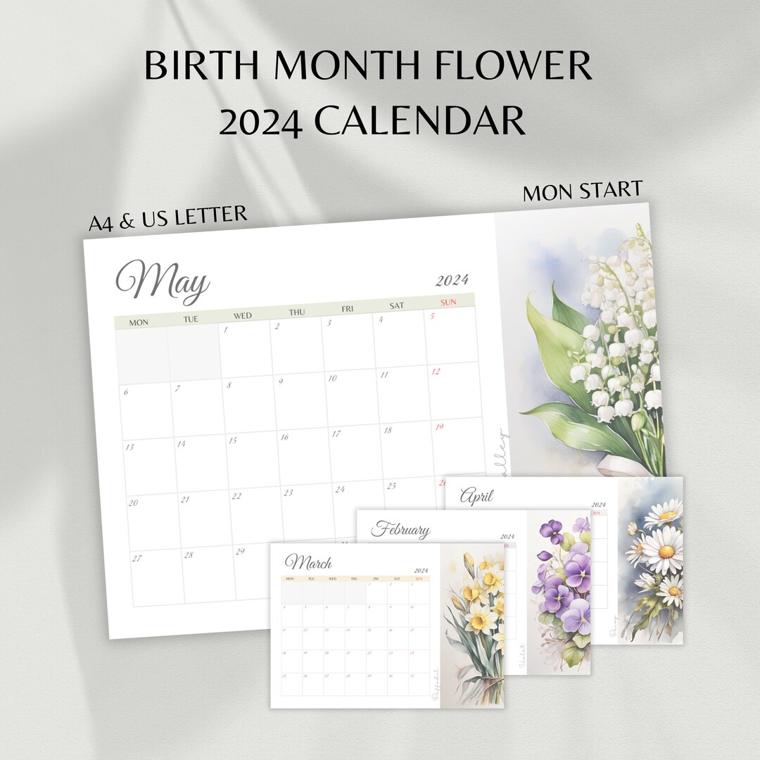 Birth Flower Calendar 2024 Printable Flower Calendar Yearly - Etsy