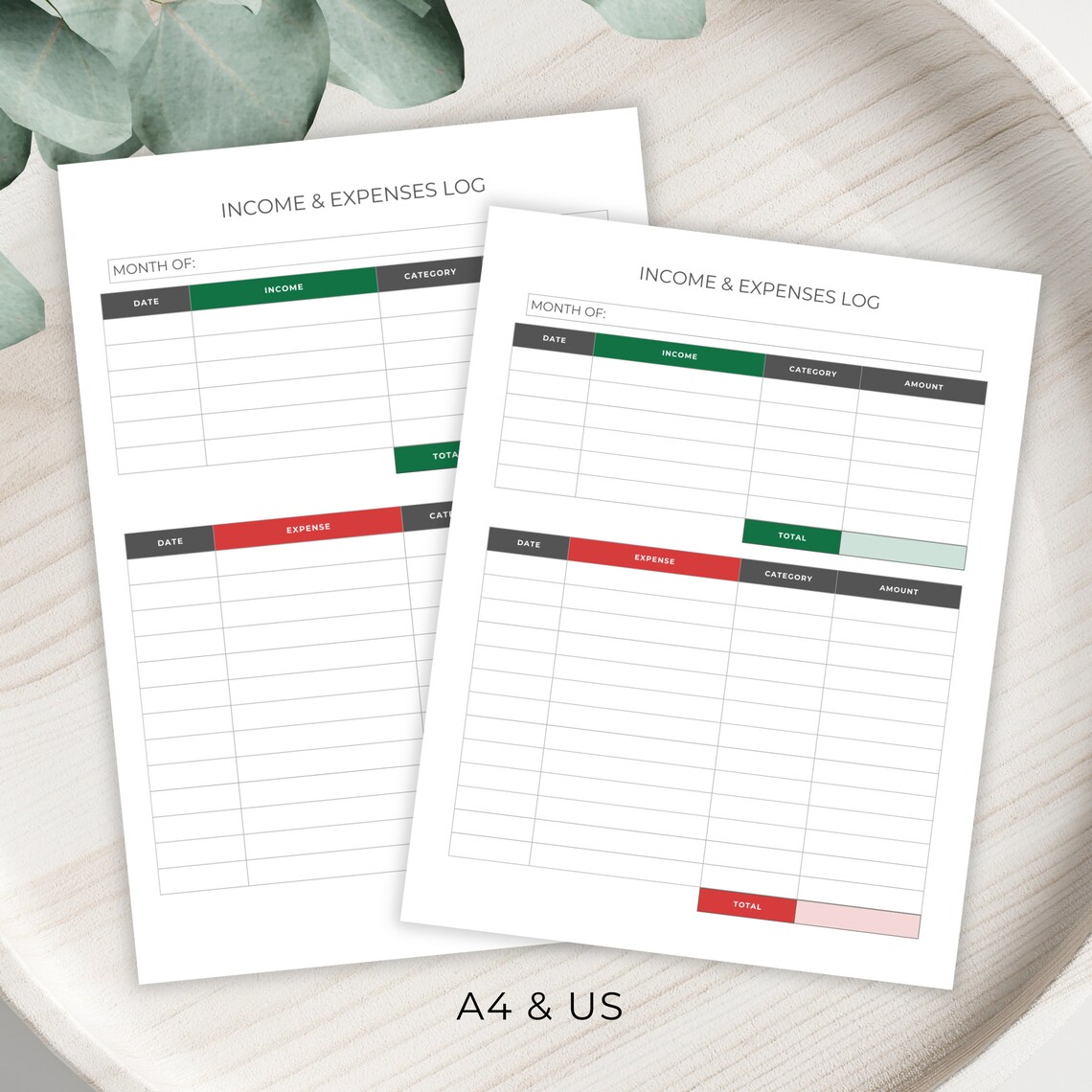 Income Expense Tracker Printable: Monthly Budget Spreadsheet (PDF ...