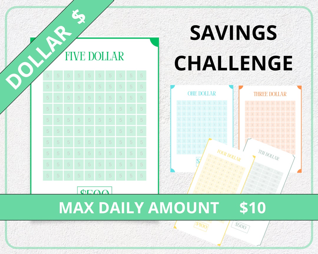 Dollar Saving Challenge Savings Tracker A6 Save Money in Dollar Money ...