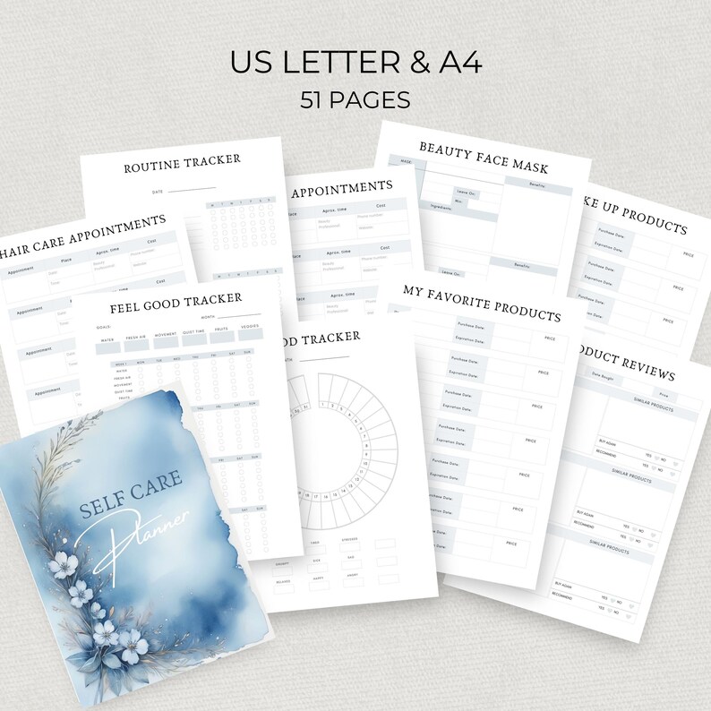 Self Care Planner Beauty Journal, Wellness PDF, Skin Care Routine ...